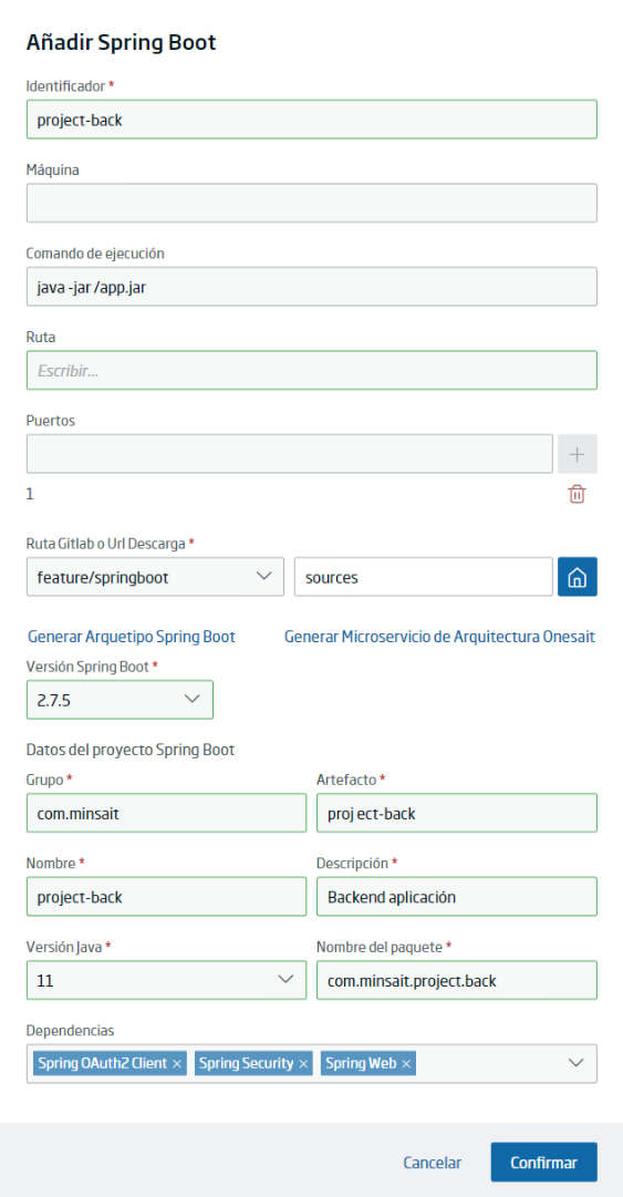 Soporte de aplicaciones Spring Boot en Assessment – Onesait Platform ...